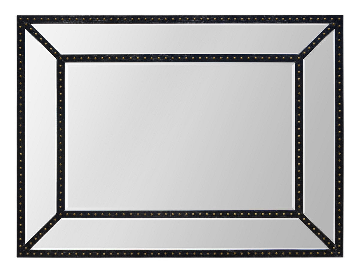 15594 Kit Multi-paneled mirror in matte with black brass rivet trim ...