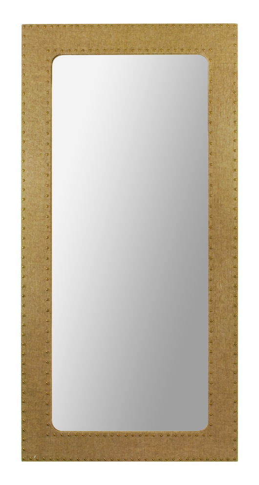 30046 Contemporary mirror in fabric wrapped frame & brass nail head ...
