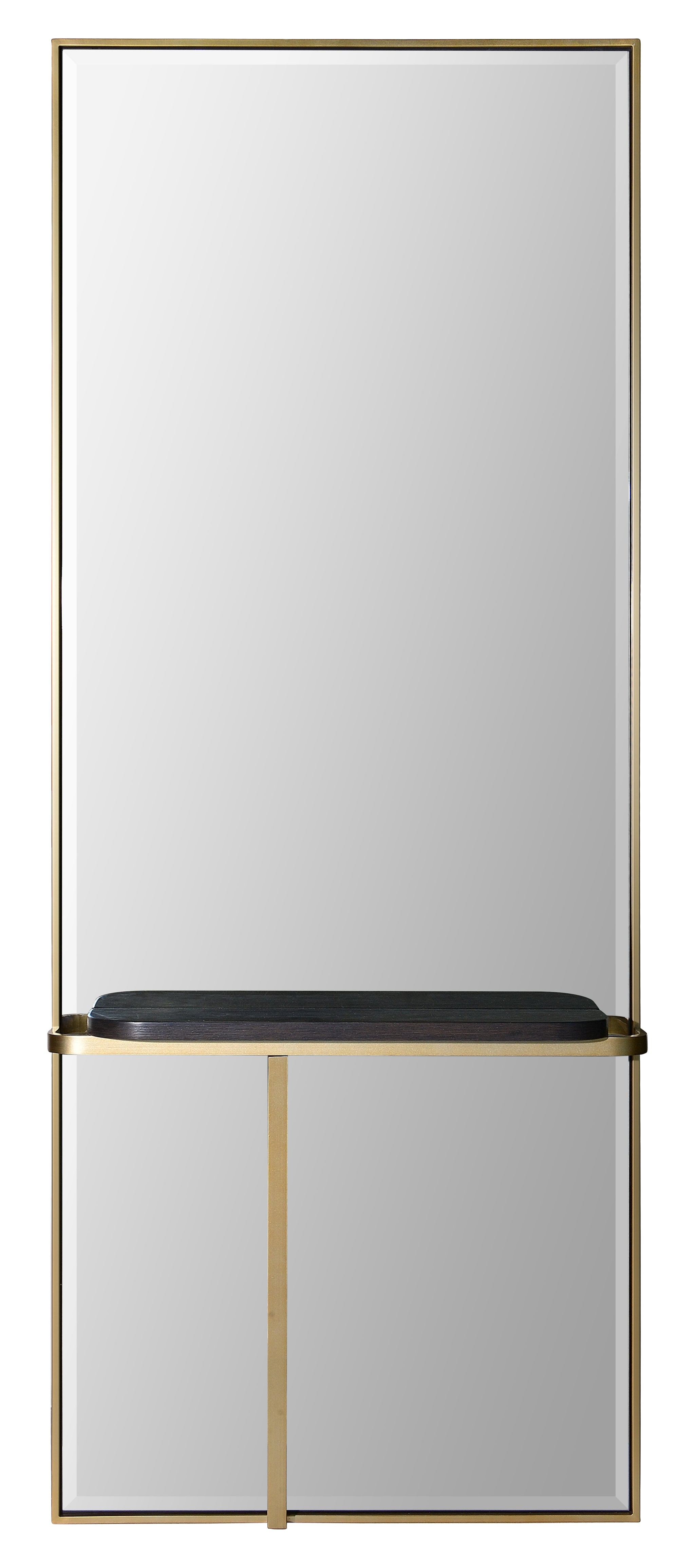 16101 - Custom full length metal framed mirror featuring a wood ledge ...