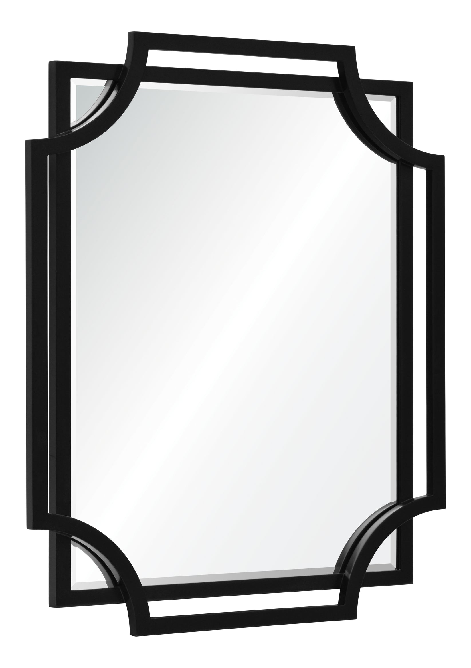 15945 Rosemary | Abstract mirror with overlapping frame in satin black ...
